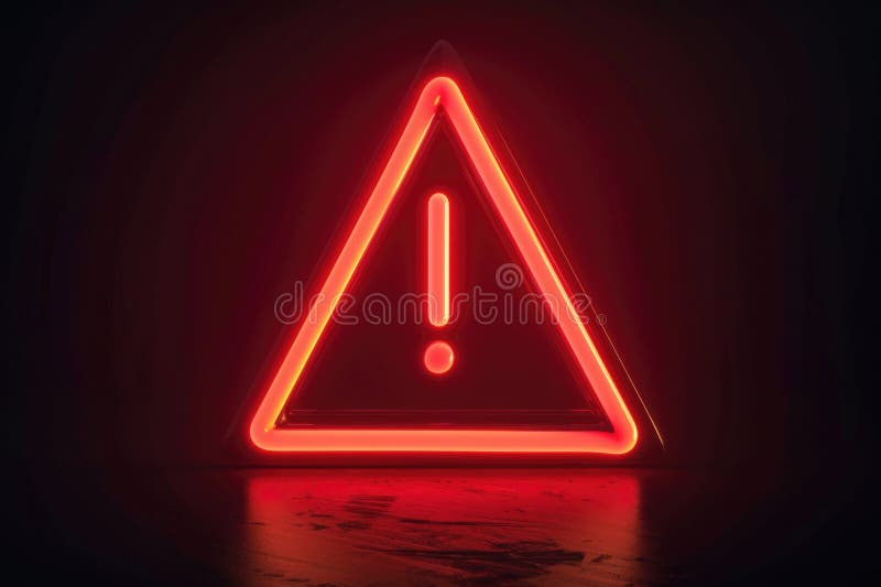 Neon Sign with Warning Sign, Suitable for Cautionary or Safety Concepts ...