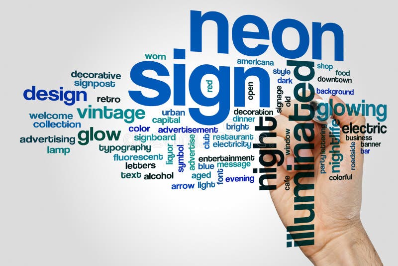 Neon sign word cloud stock image. Image of blue, background - 88380385