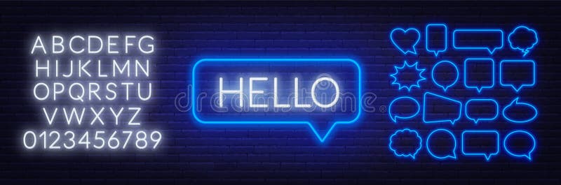 Neon Sign of Word Wow in Frame on Dark Background. Stock Vector ...