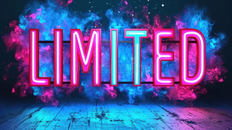 A Neon Sign with the Word Limited in Blue and Pink, AI Stock Photo ...
