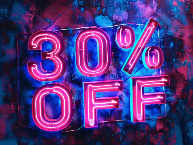 Neon Sign with the Word 30 Percent Off Stock Image - Image of badge ...