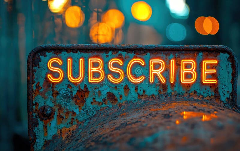 Neon Sign with the Word SUBSCRIBE in Bright Orange Letters Stock ...