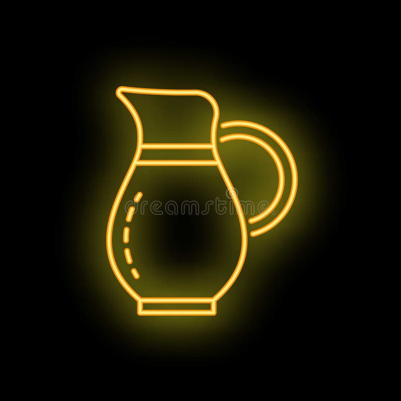 Neon Yellow Jug Glowing on Black Background Stock Illustration ...