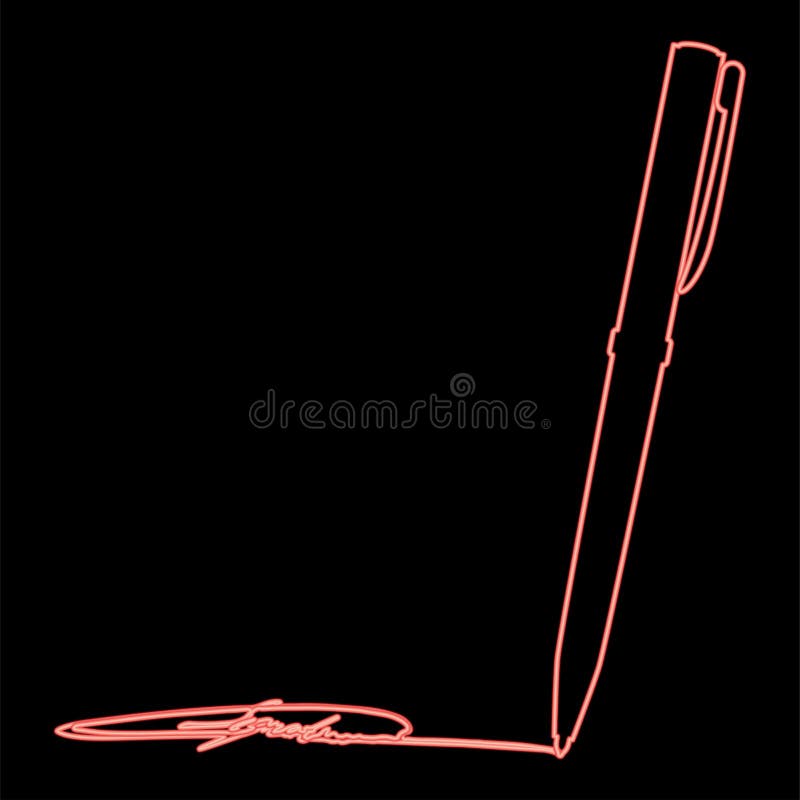 Neon Signature Using Pen Ink Writing Concept Red Color Vector ...