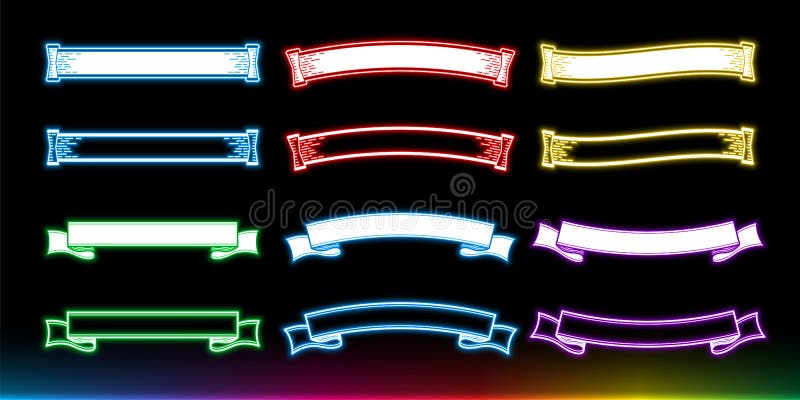 Neon Signboard Design Horizontal Label Set Stock Vector - Illustration ...
