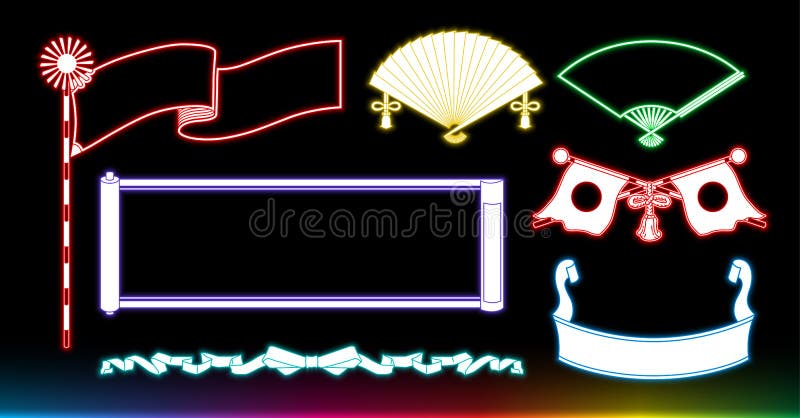Neon Signboard Design Label Set and Accessories Stock Vector ...