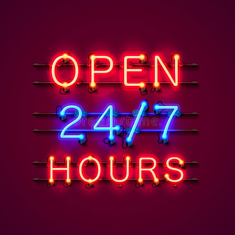 Open 24 Hours stock illustration. Illustration of symbol - 182492