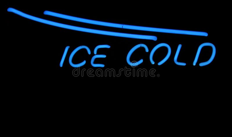 Neon Signs Ice Cold Vintage Blue Neon Sign Stock Photo - Image of ...