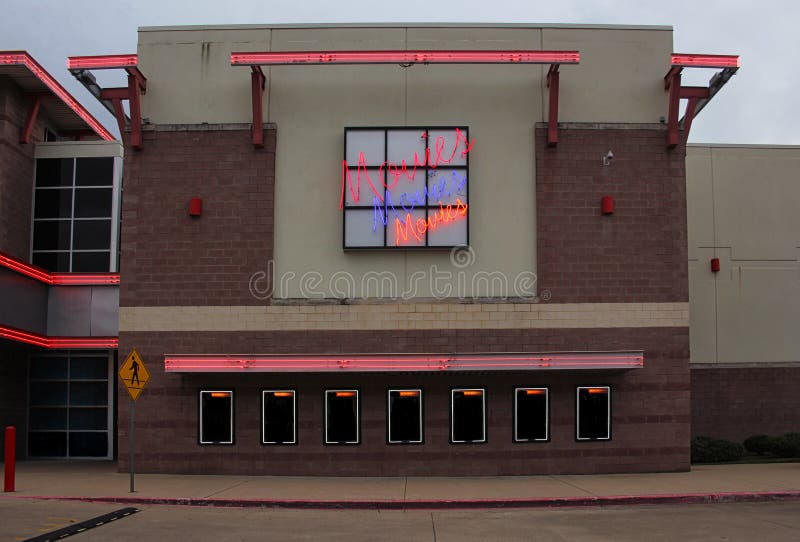 Neon Signs on Large Movie Theater Complex Editorial Photography - Image ...