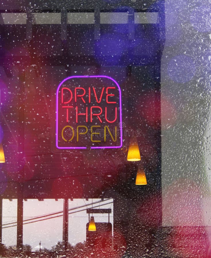 Neon Signs Neon Rainy WindowDrive Thru Neon Sign Stock Image - Image of ...