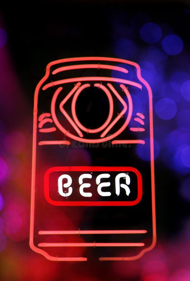 Neon Beer Sign on a Brick Wall Background. Advertising Design for a ...