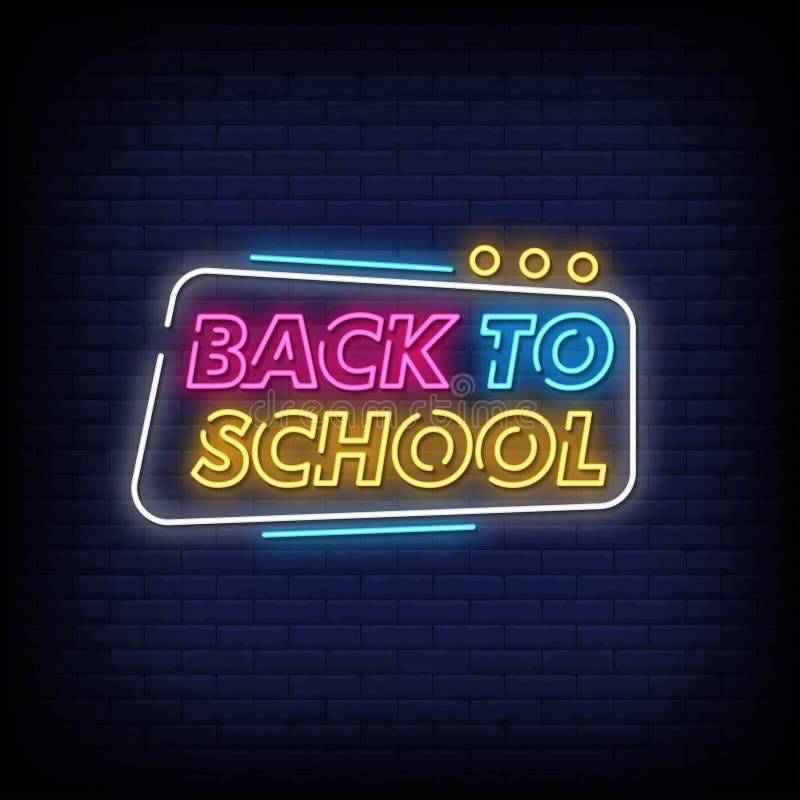 Back To School Neon Signs Style Text Vector Stock Vector - Illustration ...
