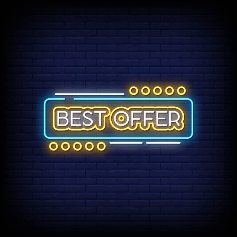 Best Offer Neon Signs Style Text Vector Stock Vector - Illustration of ...