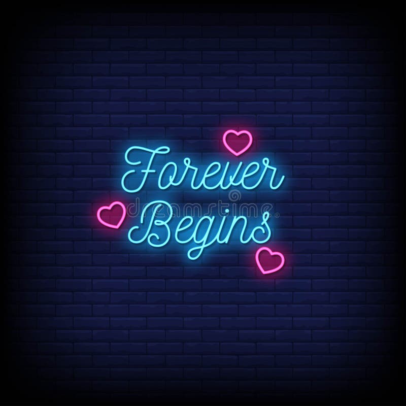 Forever Begins Neon Signs Style Text Vector Stock Vector - Illustration ...