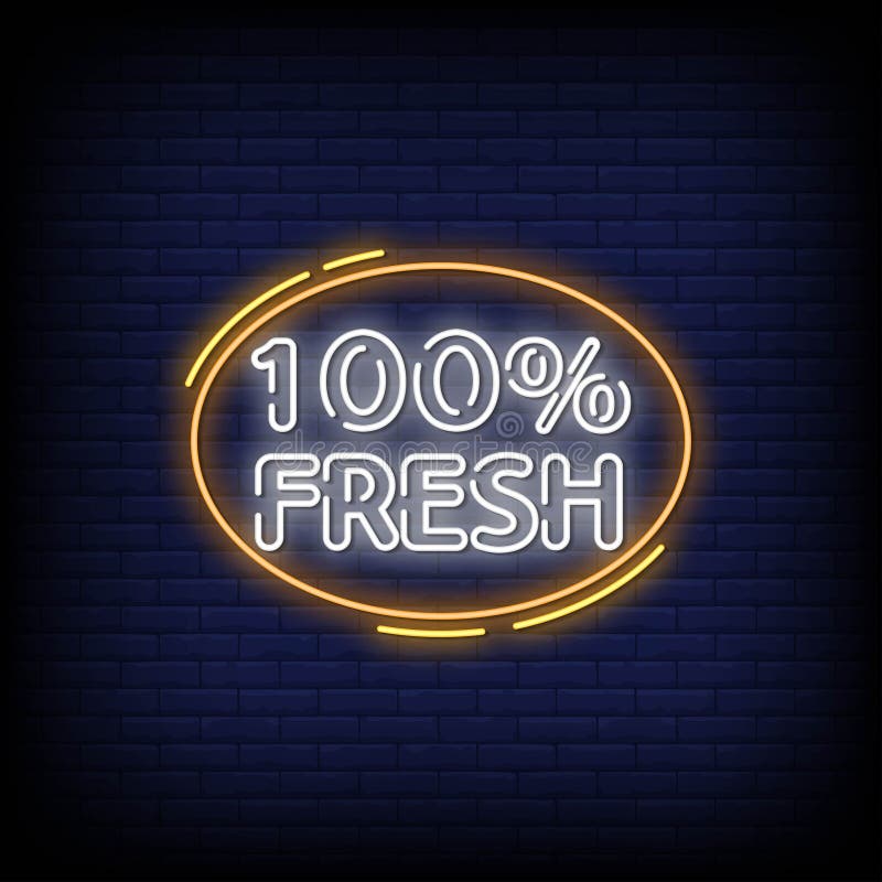 Farm Food Neon Sign on Brick Wall Background Vector Stock Vector ...