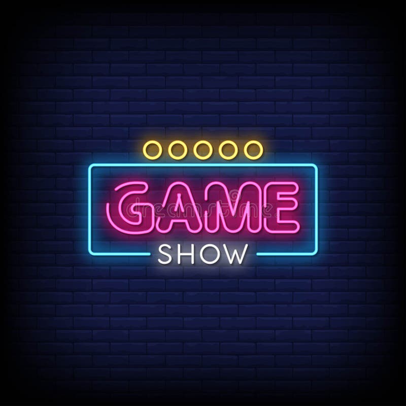 Game Show Night Neon Signboard on Brick Wall Stock Vector ...