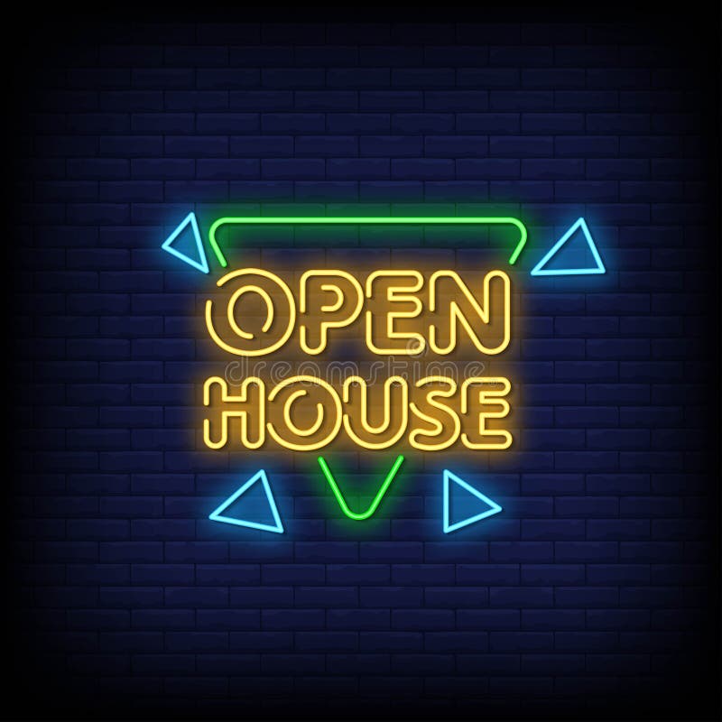 Open House Neon Signs Style Text Vector Stock Vector - Illustration of ...