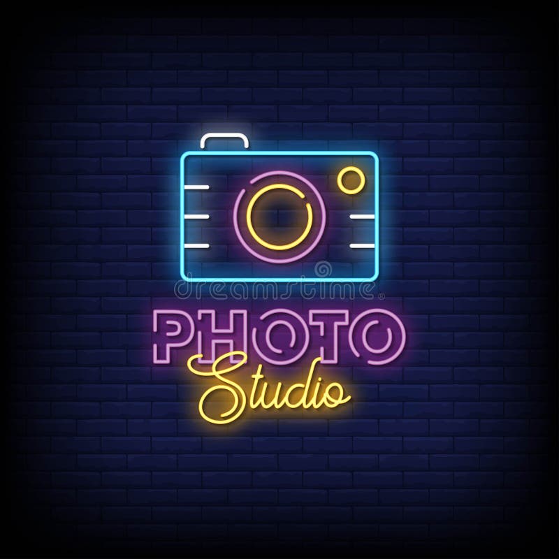 Photo Studio Neon Signs Style Text Vector Stock Vector - Illustration ...