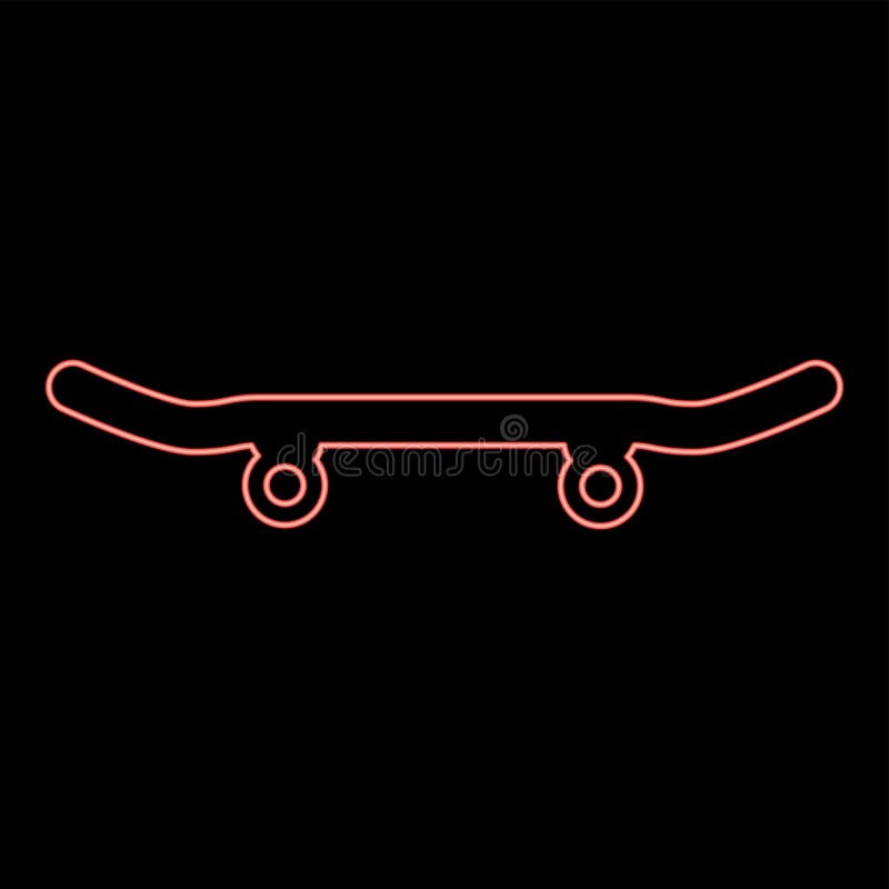 Neon Skateboard Longboard Red Color Vector Illustration Image Flat ...