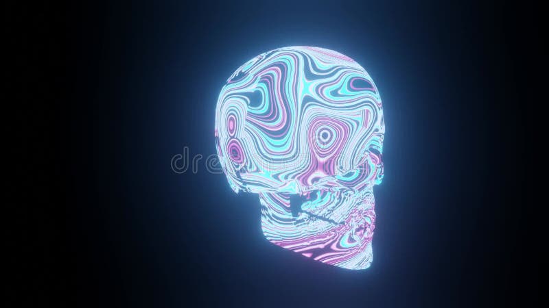 Neon Skull Animation. Dynamic Abstract Animation of Neon Light on the ...