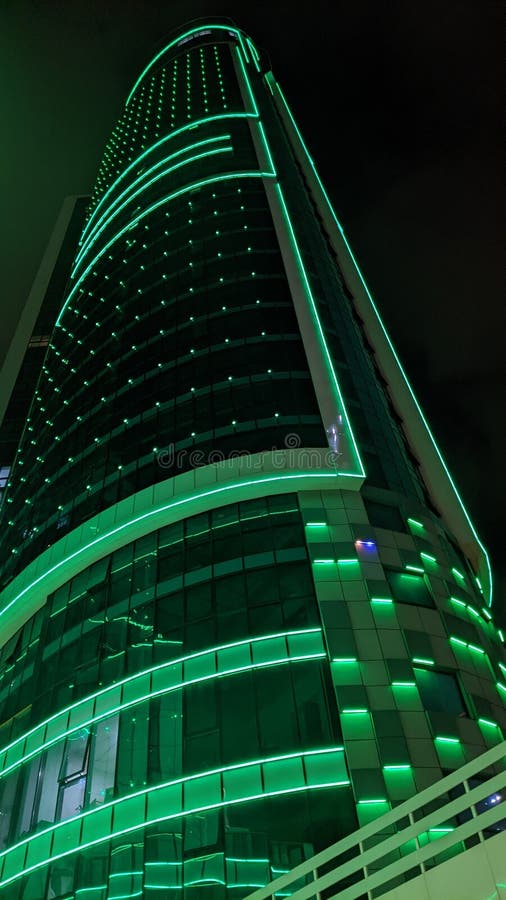 Neon Skyscraper in the Night in Batumi Stock Photo - Image of batumi ...
