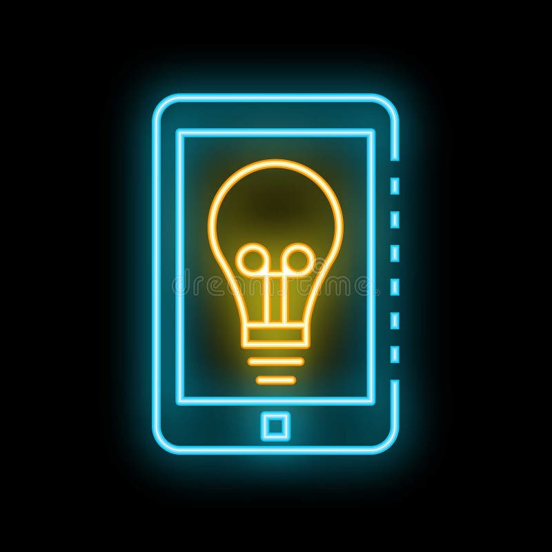 Neon Smartphone Displaying Light Bulb Icon Symbolizing Mobile ...
