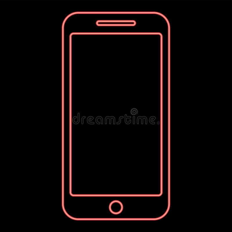 Neon Smartphone Red Color Vector Illustration Image Flat Style Stock ...