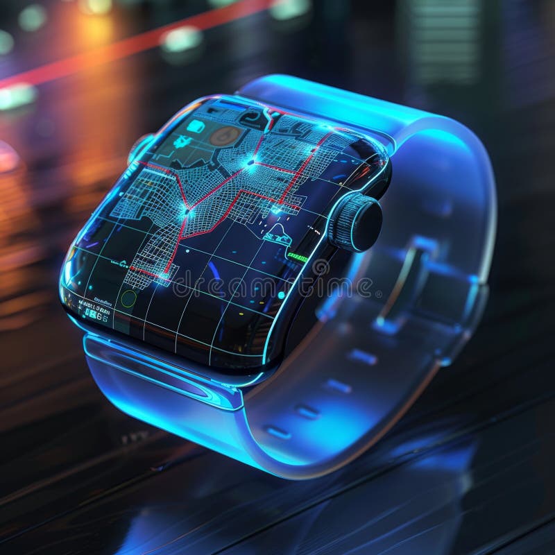 Neon Smartwatch Display stock photo. Image of city, technology - 311906188