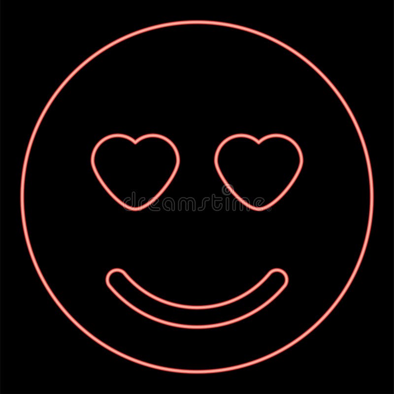 Set of Neon Smile Emoticons. Line Icons. Happy, Pocker Face, and ...