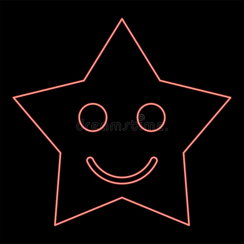 Neon Smile Smlie Doodle Red Color Vector Illustration Image Flat Style ...