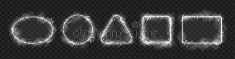 Neon Smoke Frames and Borders, Various Shapes Stock Illustration ...