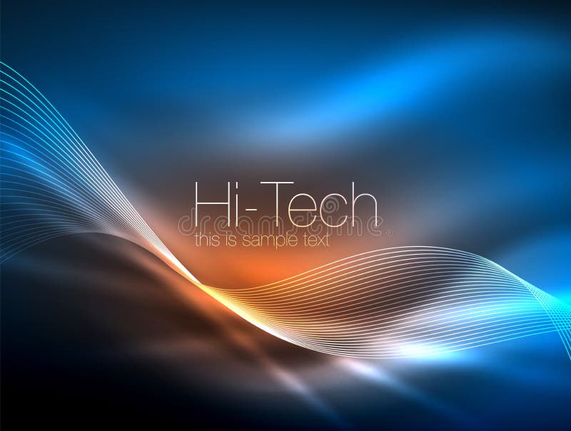 Neon smoke waves stock vector. Illustration of glowing - 110402541