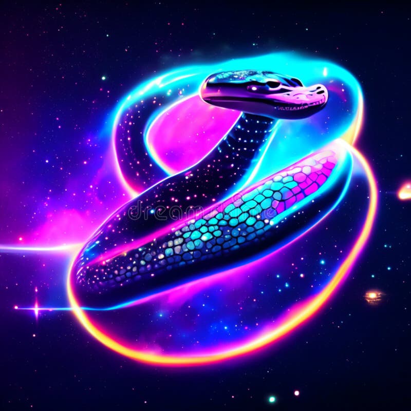 Neon Snake on a Dark Background. 3d Vector Illustration Stock ...