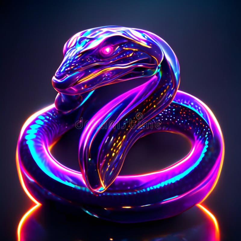 Neon Snake in Neon Light. 3d Rendering, 3d Illustration Stock ...