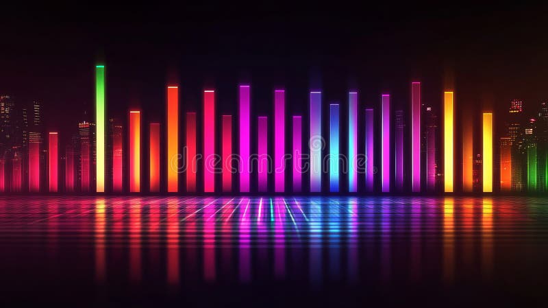 Neon sound equalizer bars stock photo. Image of audio - 339388150