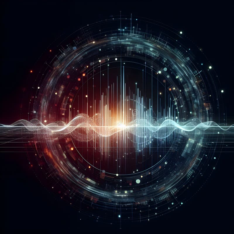 Neon Sound Wave Abstract on Dark Background Stock Illustration ...