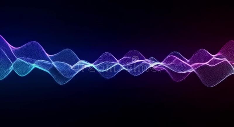Neon Sound Wave Visualization with Blue and Purple Reflection Stock ...