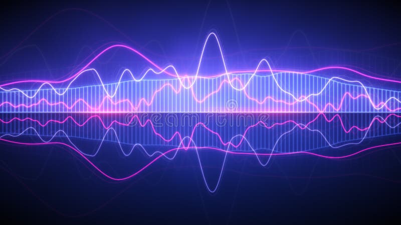 Neon Sound Waves 3D Render Illustration Stock Illustration ...