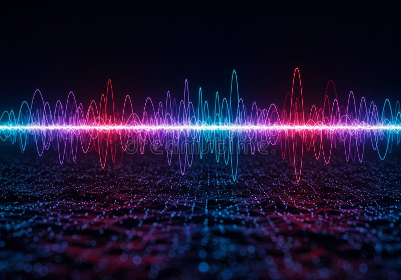 Abstract Sound Wave Visualization: Neon Hues and Digital Terrain Stock ...
