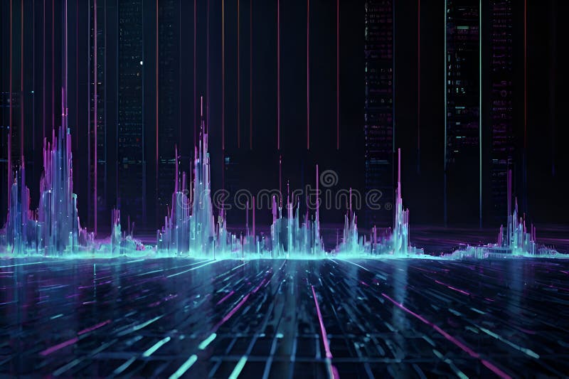 Abstract Neon Soundwave Design with Vibrant Energy and Rhythmic Flow ...