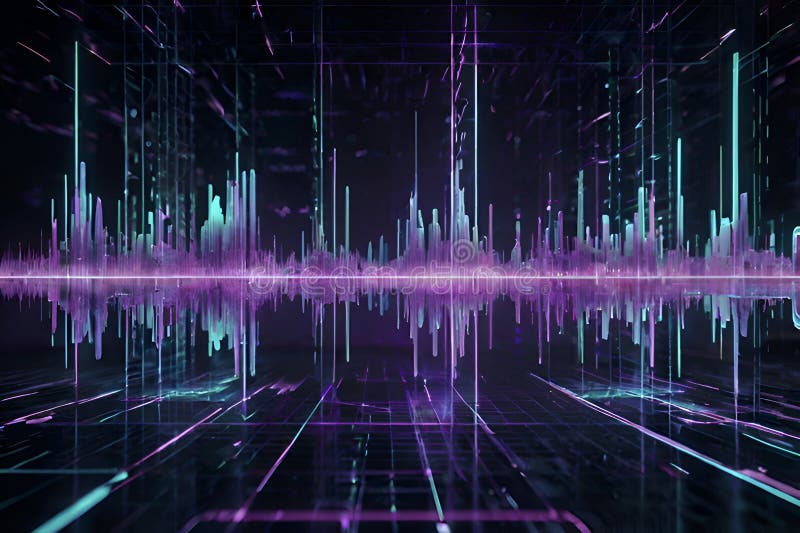 Abstract Neon Soundwave Design with Vibrant Energy and Rhythmic Flow ...