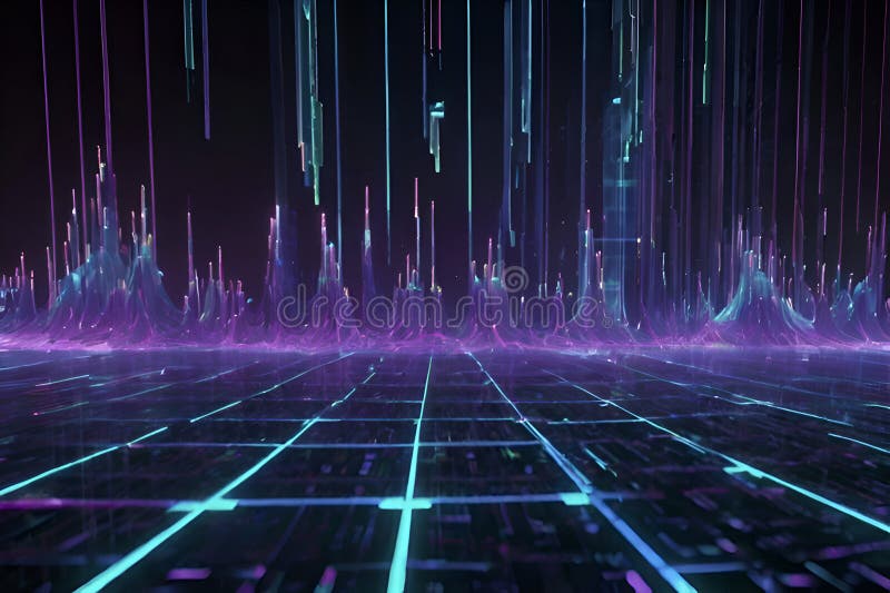 Abstract Neon Soundwave Design with Vibrant Energy and Rhythmic Flow ...