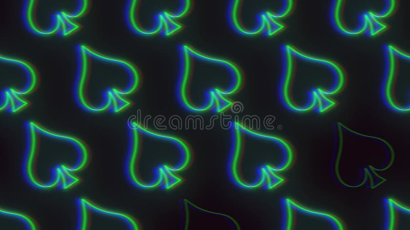 Neon Spades Card Pattern with Glitch Effect on Black Gradient Stock ...