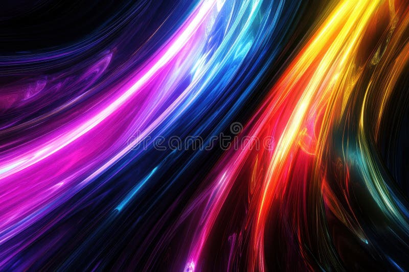 Neon Spectrum of Glowing Hues Against Dark Background Stock ...