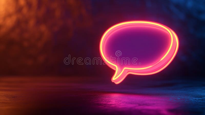 Neon Speech Bubble 3D Render Glowing Dialogue, Communication, Pink ...