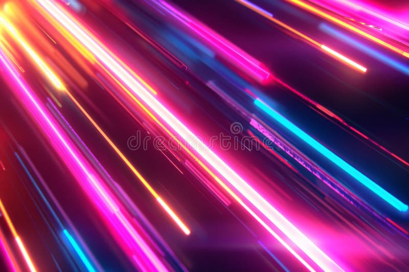 Neon Speed: Abstract Light Streaks in Motion Stock Illustration ...