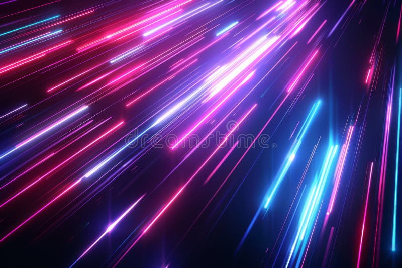 Neon Speed: Abstract Light Streaks in Motion Stock Illustration ...