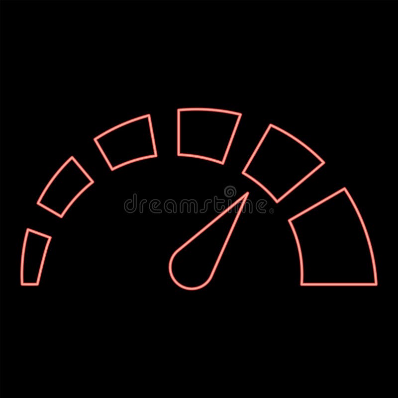 Neon Speedometer Red Color Vector Illustration Image Flat Style Stock ...