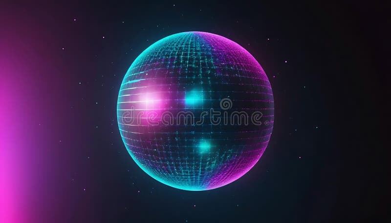 Neon Sphere in Cosmic Dark stock illustration. Illustration of texture ...