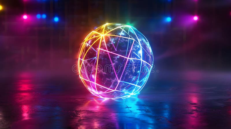 Neon Sphere 3D Render stock illustration. Illustration of render ...